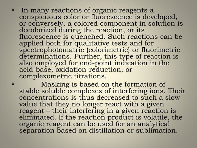 Organic reagents used in inorganic analysis | PPTX | Chemistry | Science