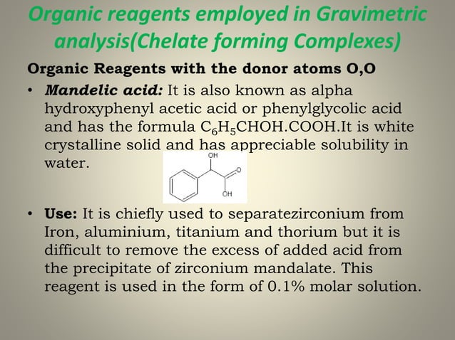 Organic reagents used in inorganic analysis | PPTX | Chemistry | Science
