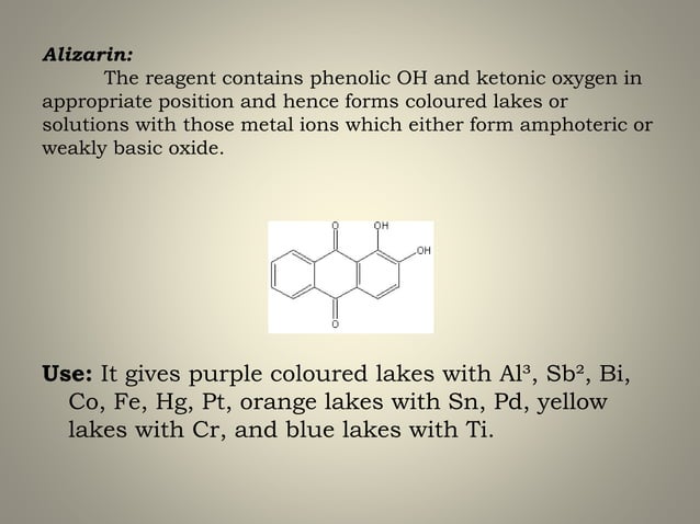Organic reagents used in inorganic analysis | PPTX | Chemistry | Science