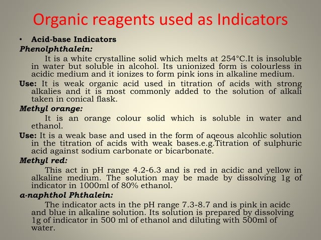 Organic reagents used in inorganic analysis | PPTX | Chemistry | Science