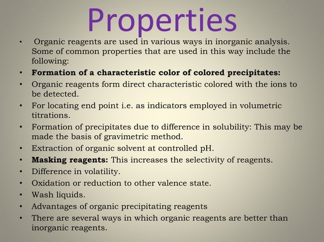 Organic reagents used in inorganic analysis | PPTX | Chemistry | Science