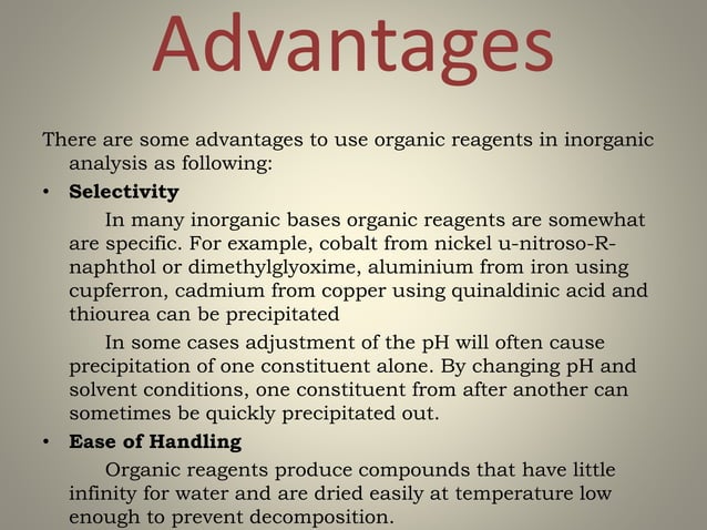 Organic reagents used in inorganic analysis | PPTX | Chemistry | Science