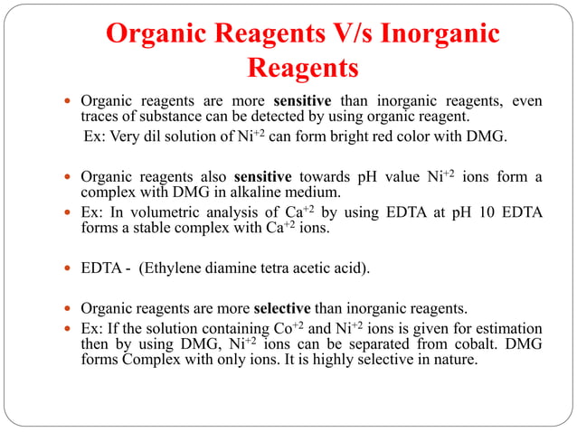 Organic reagents vs inorganic reagents | PPTX