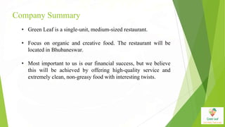 Organic restaurant business plan | PPTX