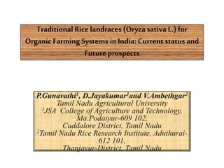 Traditional Rice Land Races for Organic Farming in India | PPTX