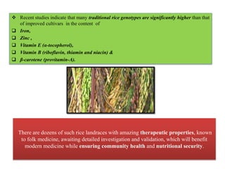 Traditional Rice Land Races for Organic Farming in India | PPTX