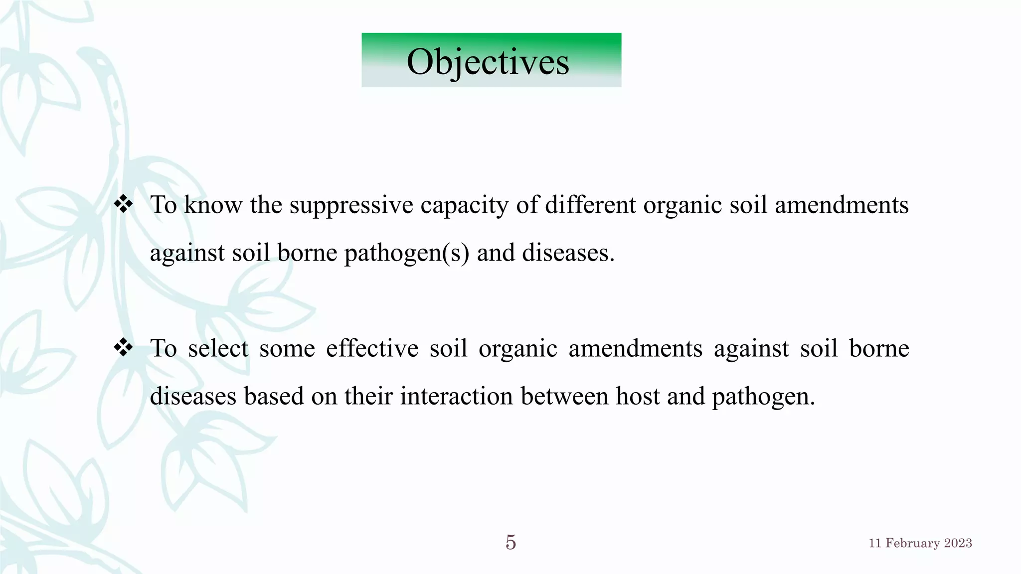 ORGANIC SOIL AMENDMENTS FOR THE MANAGEMENT OF SOIL BORNE PATHOGEN(S ...