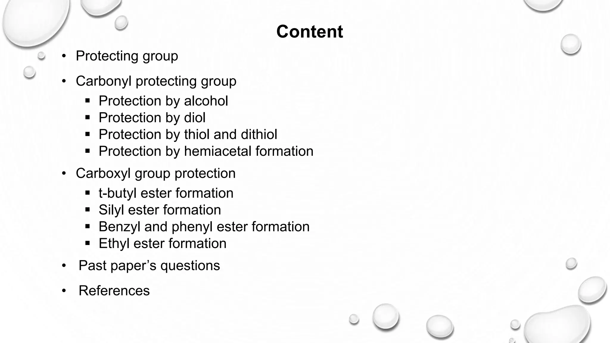 Protection of carbonyl and carboxyl group | PPTX | Chemistry | Science