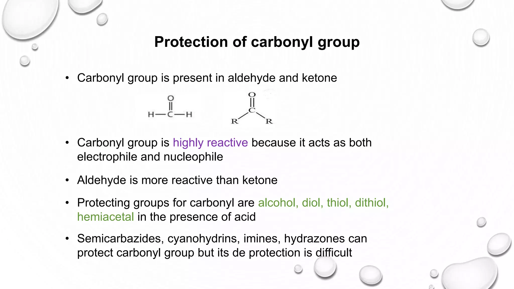 Protection of carbonyl and carboxyl group | PPTX