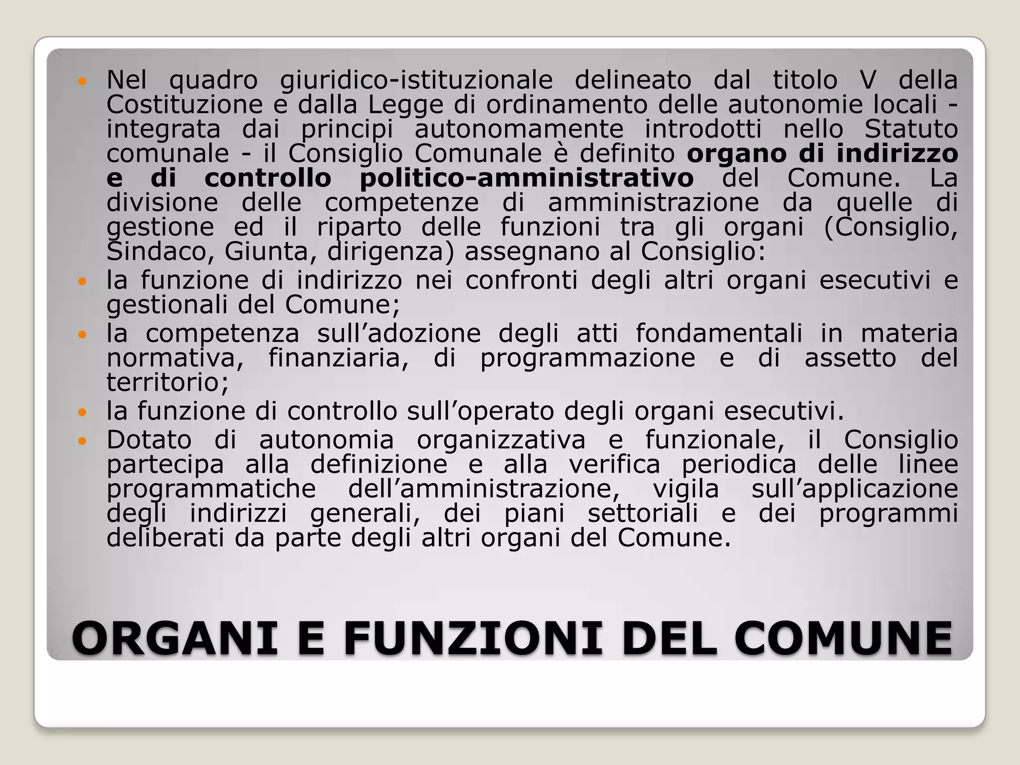 Organi del comune | PPTX