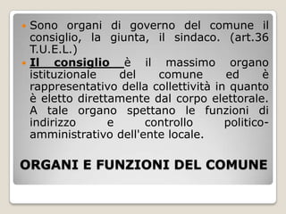 Organi del comune | PPTX