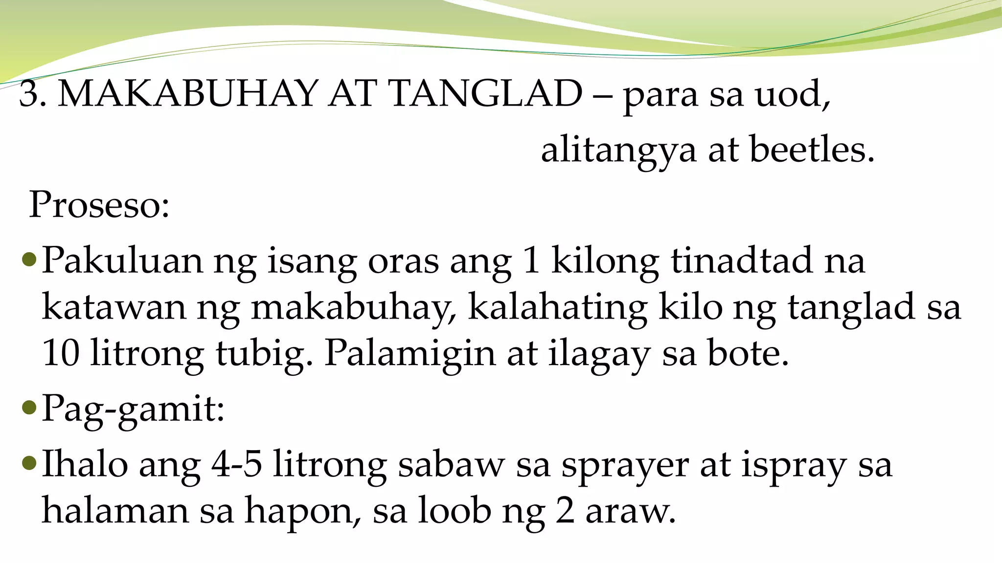 EPP 5- AGRI - Organikong pagsugpo ng peste at kulisap ppt | PPTX