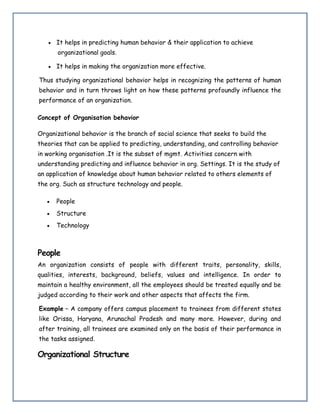 Notes on Organisation behavior (Introduction Of Organisation Behavior ...
