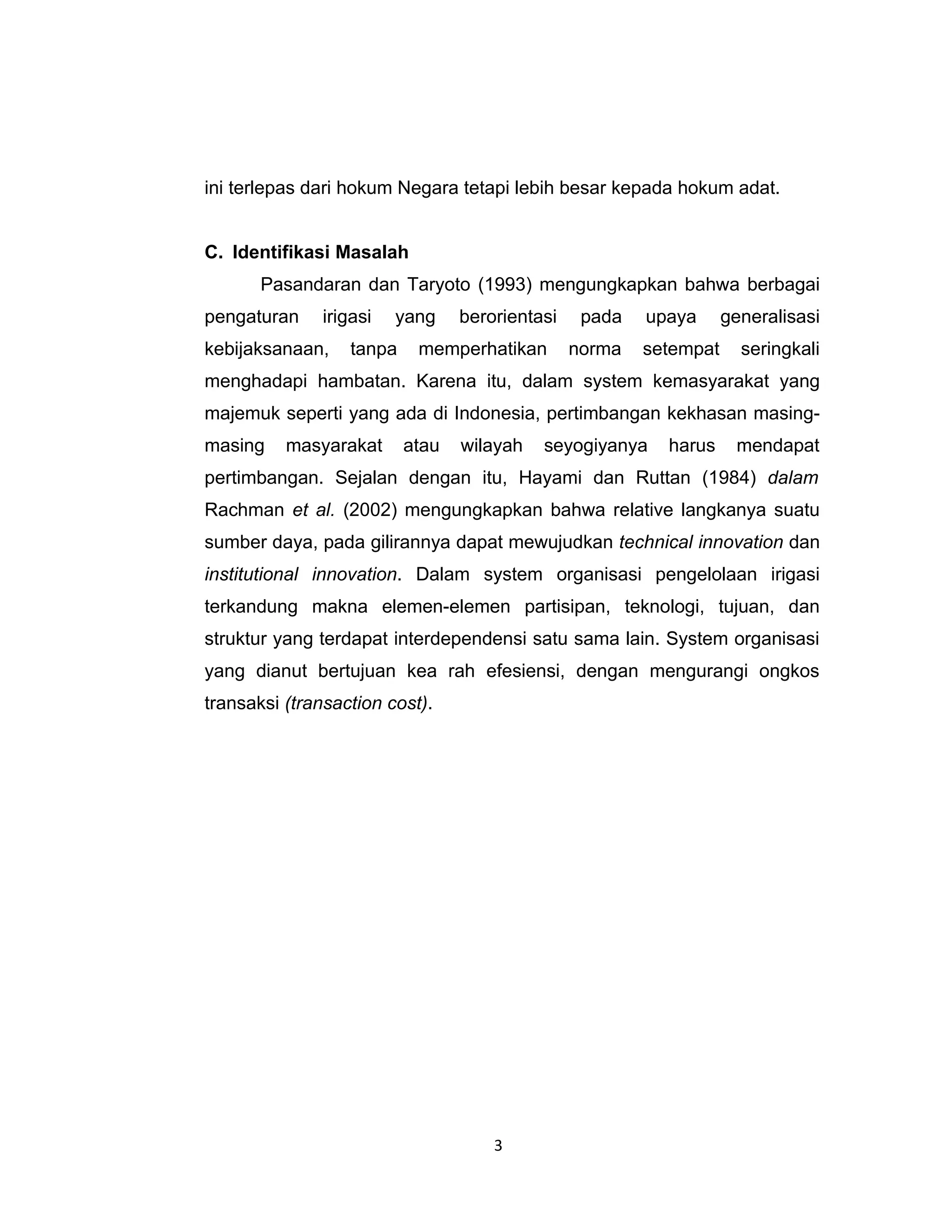 Organisasi irigasi dalam operasional dan perawatan irigasi | RTF