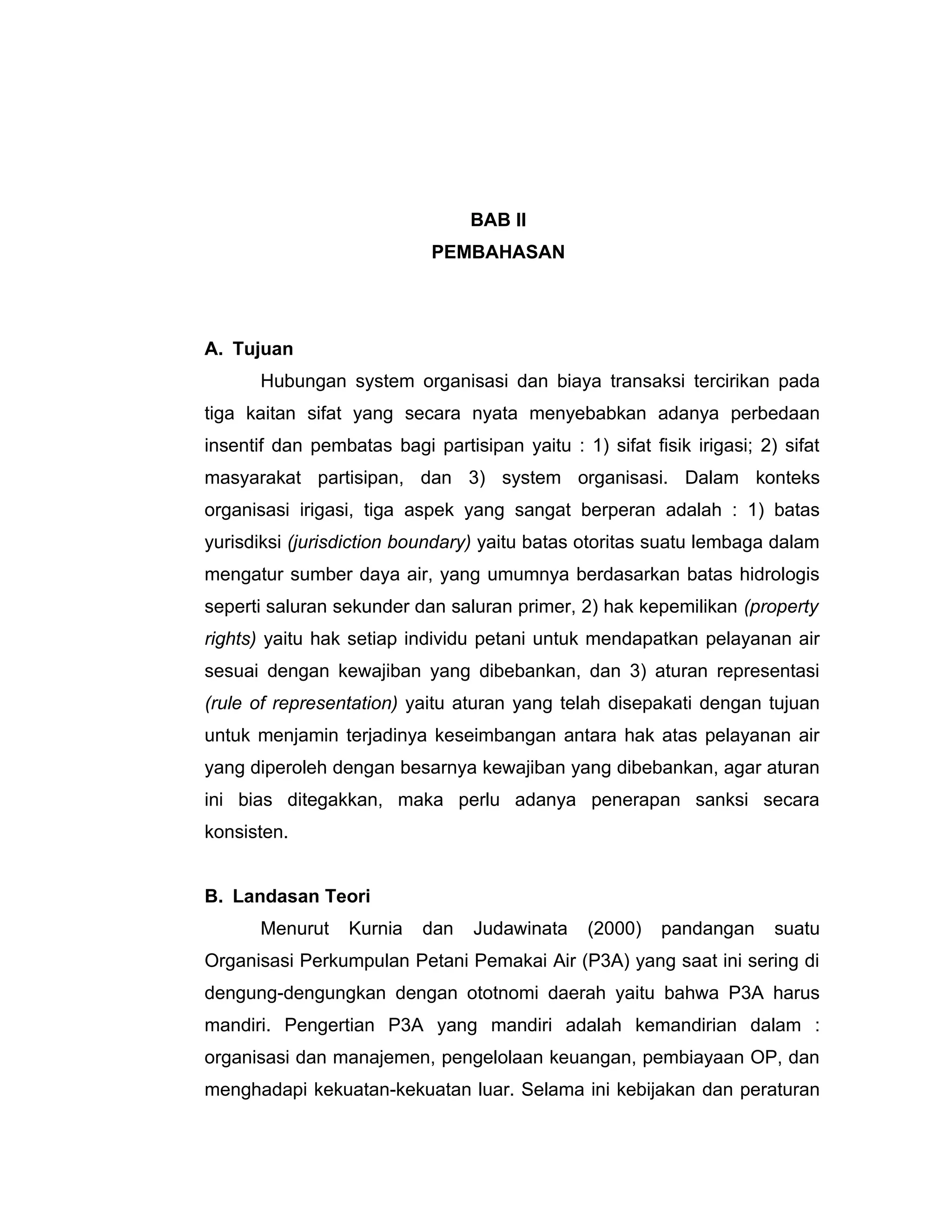 Organisasi irigasi dalam operasional dan perawatan irigasi | RTF