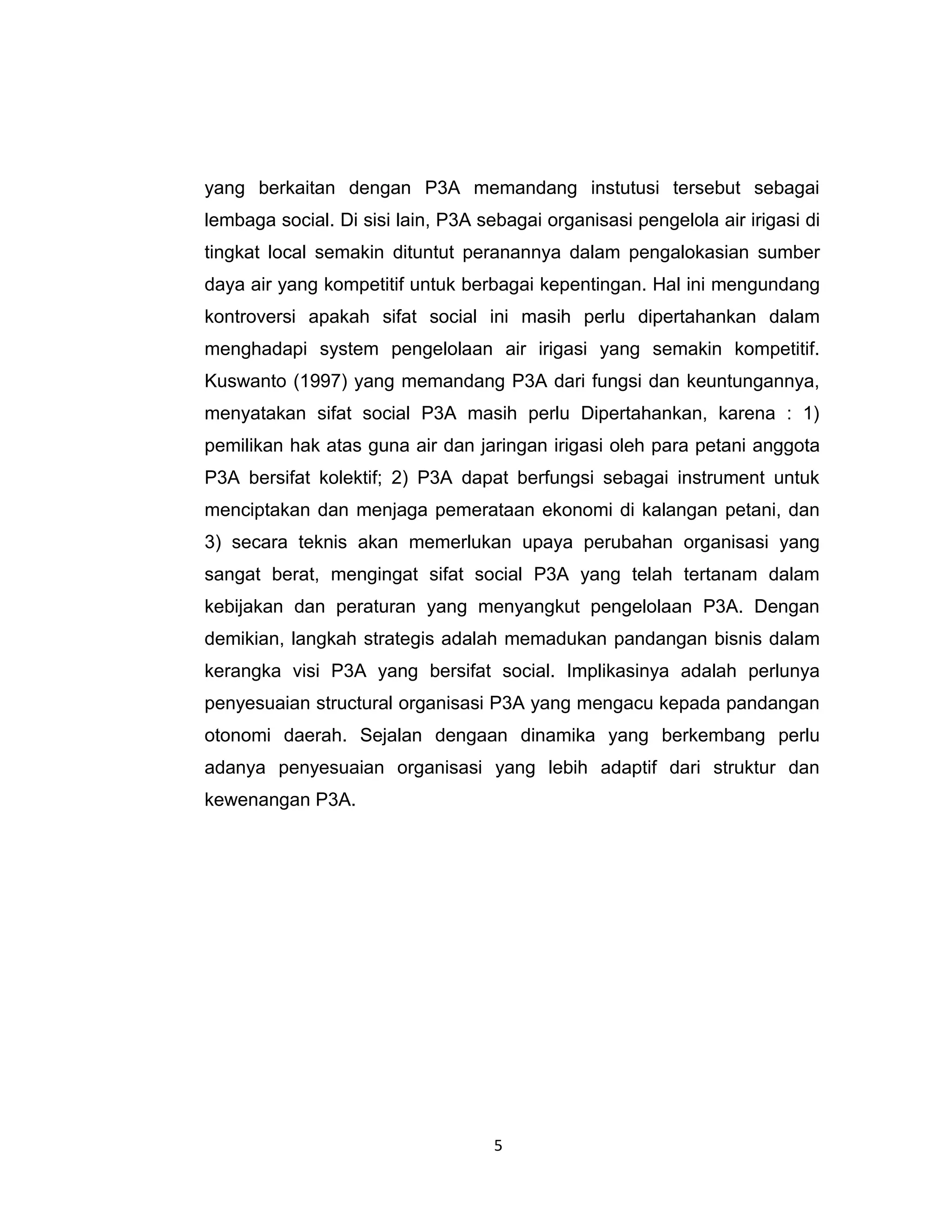 Organisasi irigasi dalam operasional dan perawatan irigasi | RTF