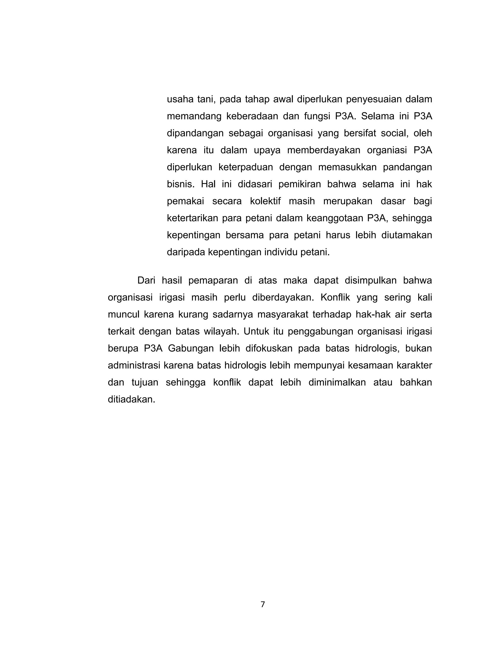 Organisasi irigasi dalam operasional dan perawatan irigasi | RTF