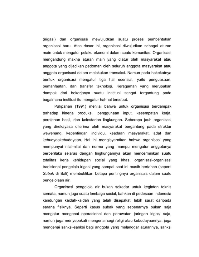 Organisasi irigasi dalam operasional dan perawatan irigasi | RTF