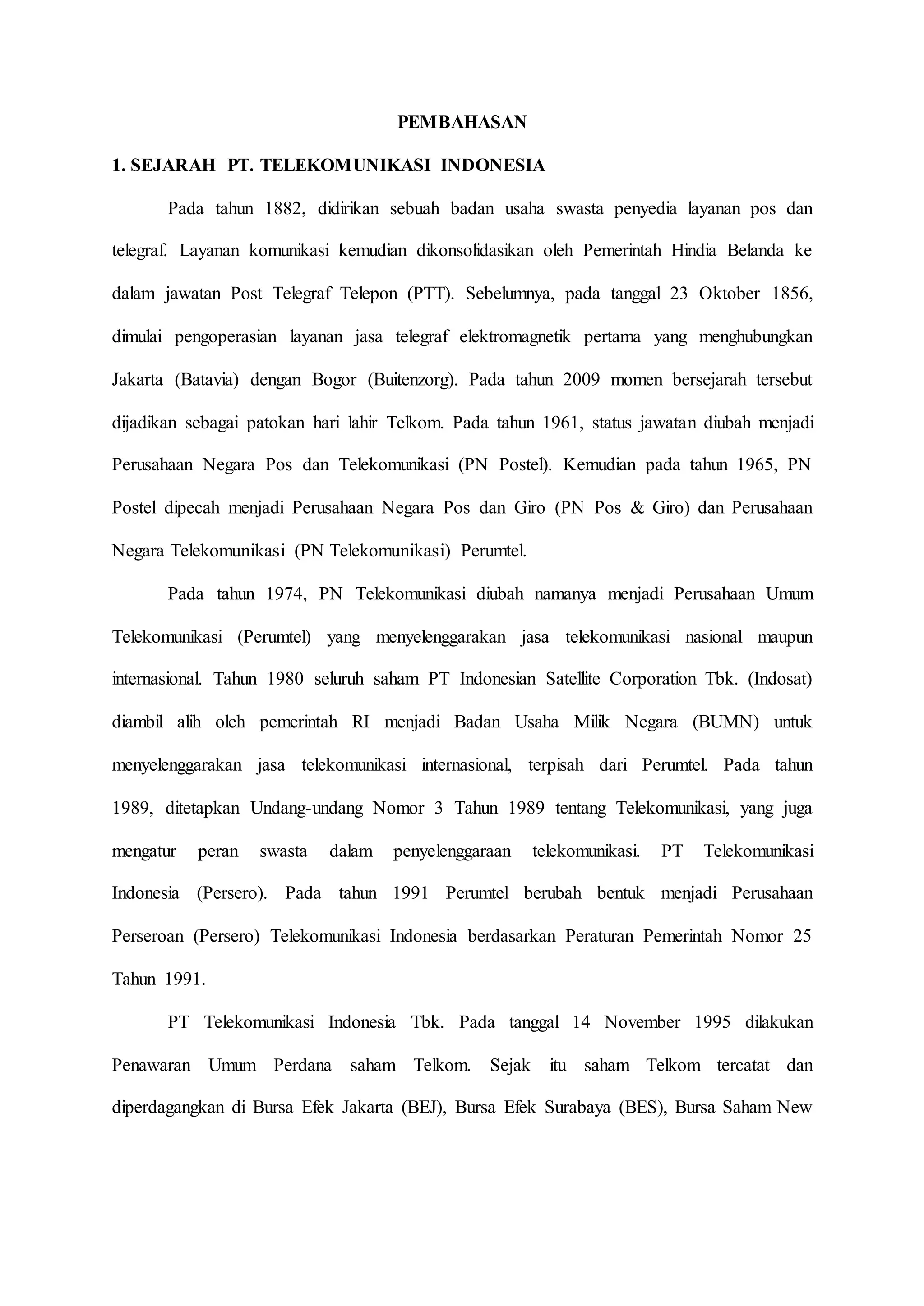 Organisasi perusahaan pt. telkom | DOCX