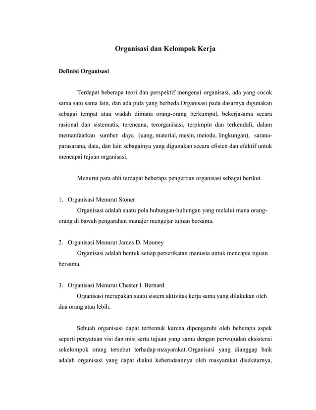 Organisasi Dan Kelompok Kerja | PDF