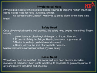 Maslow Need Hierarchy Comparative Study | PPTX