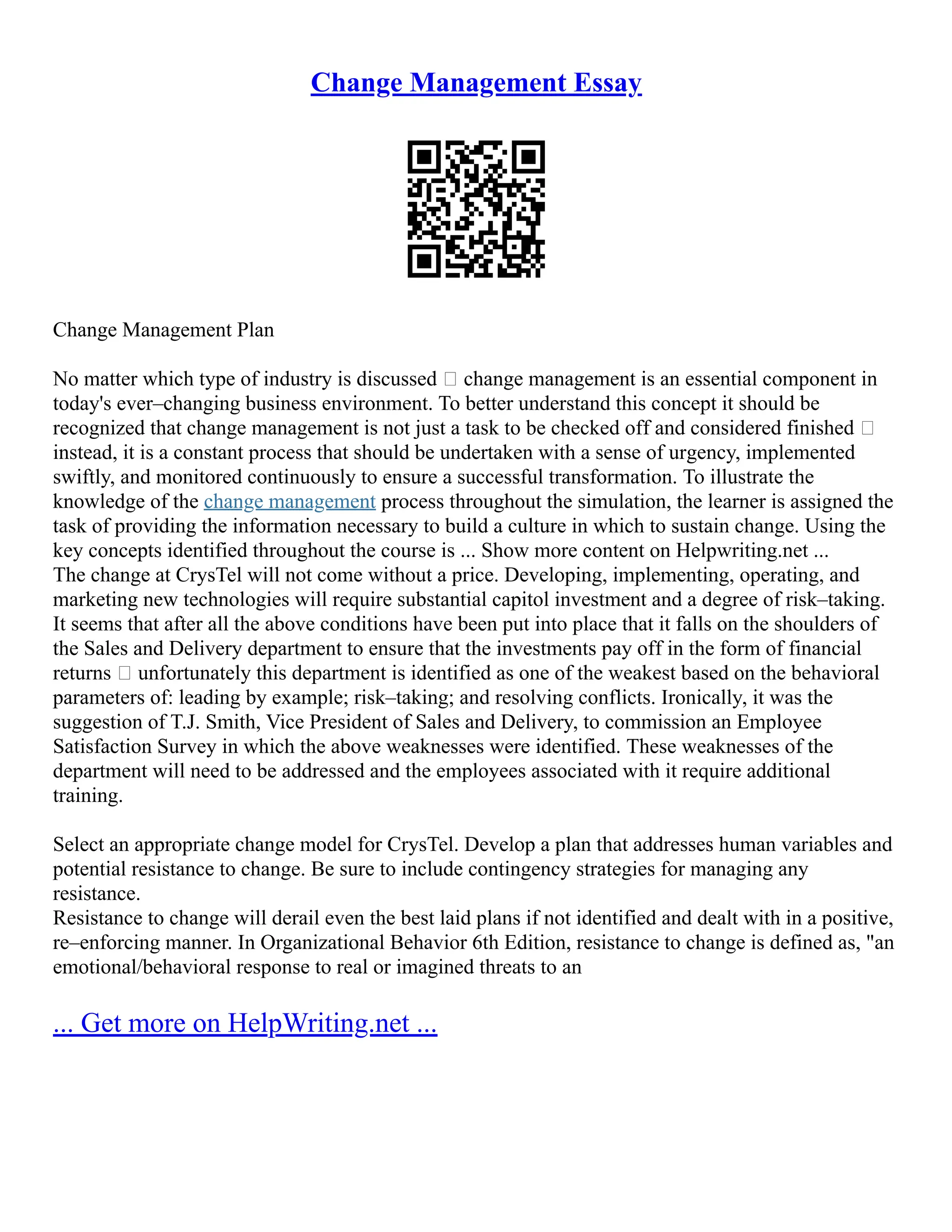 Organisational Change Management | PDF | Business Administration | Business