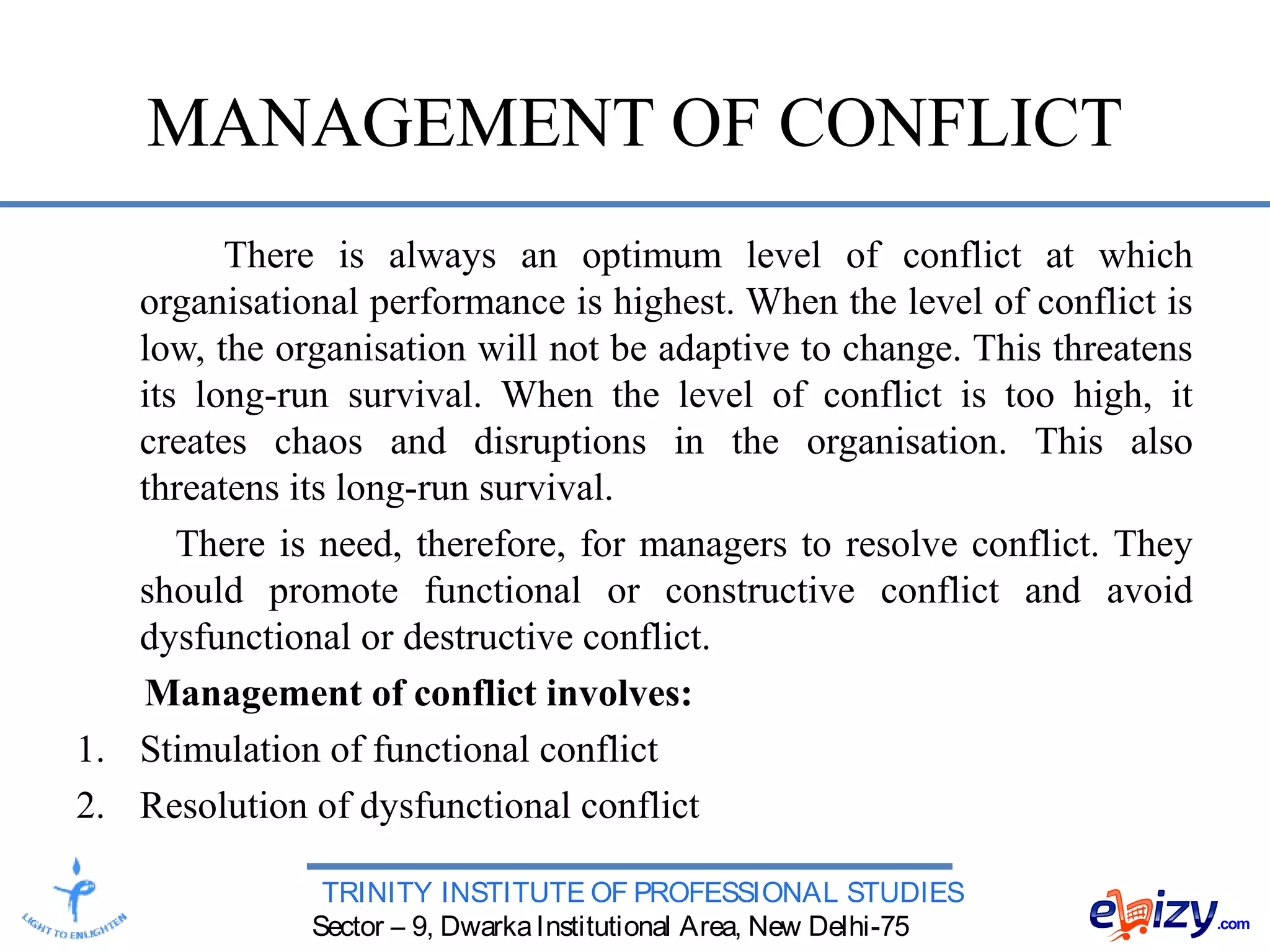 ORGANISATIONAL BEHAVIOUR- Organisational conflict | PPT