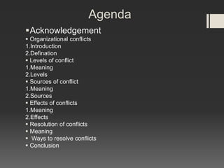 Organisational conflicts and resolution | PPTX
