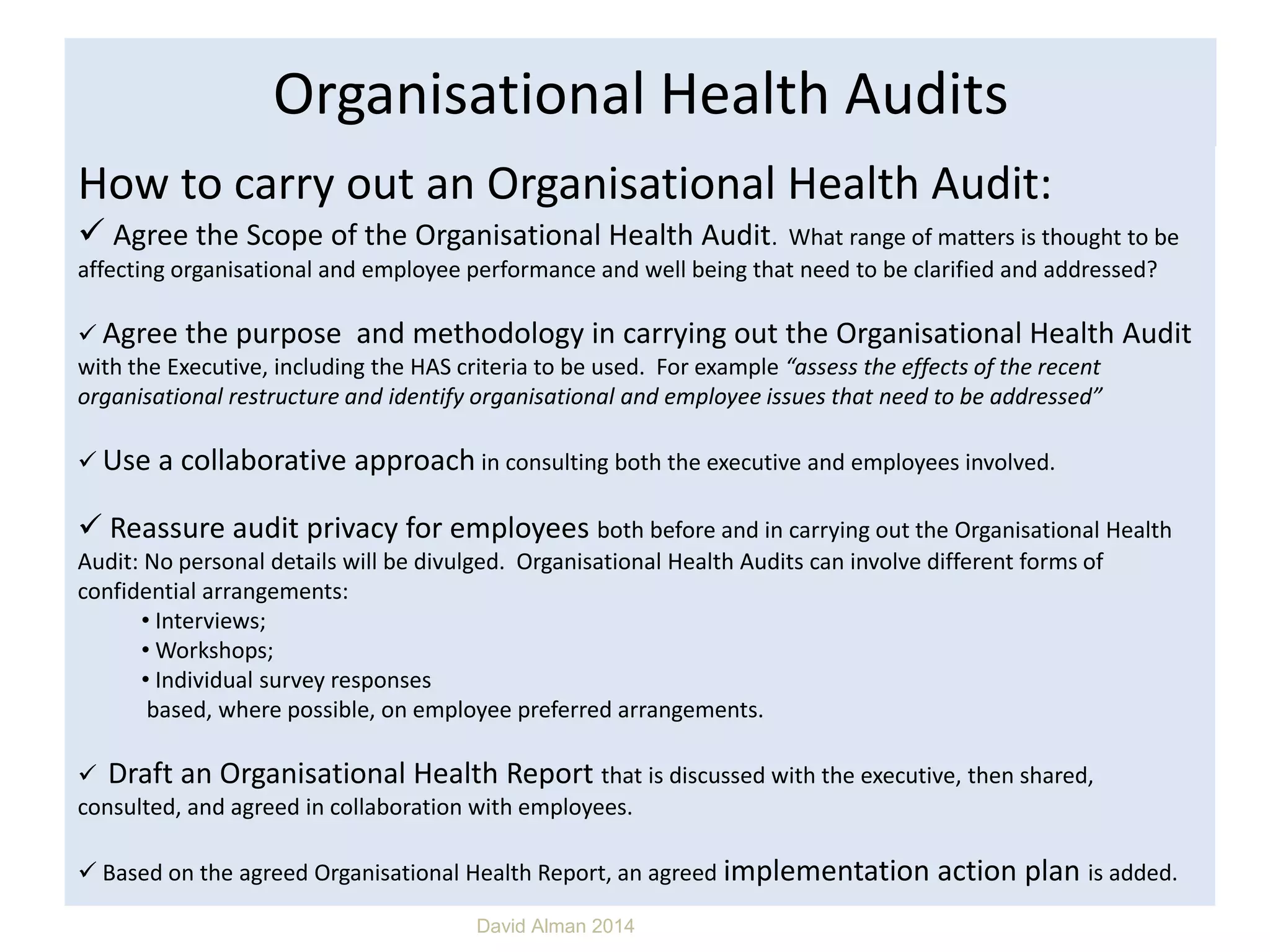 Organisational Health Audits | PDF