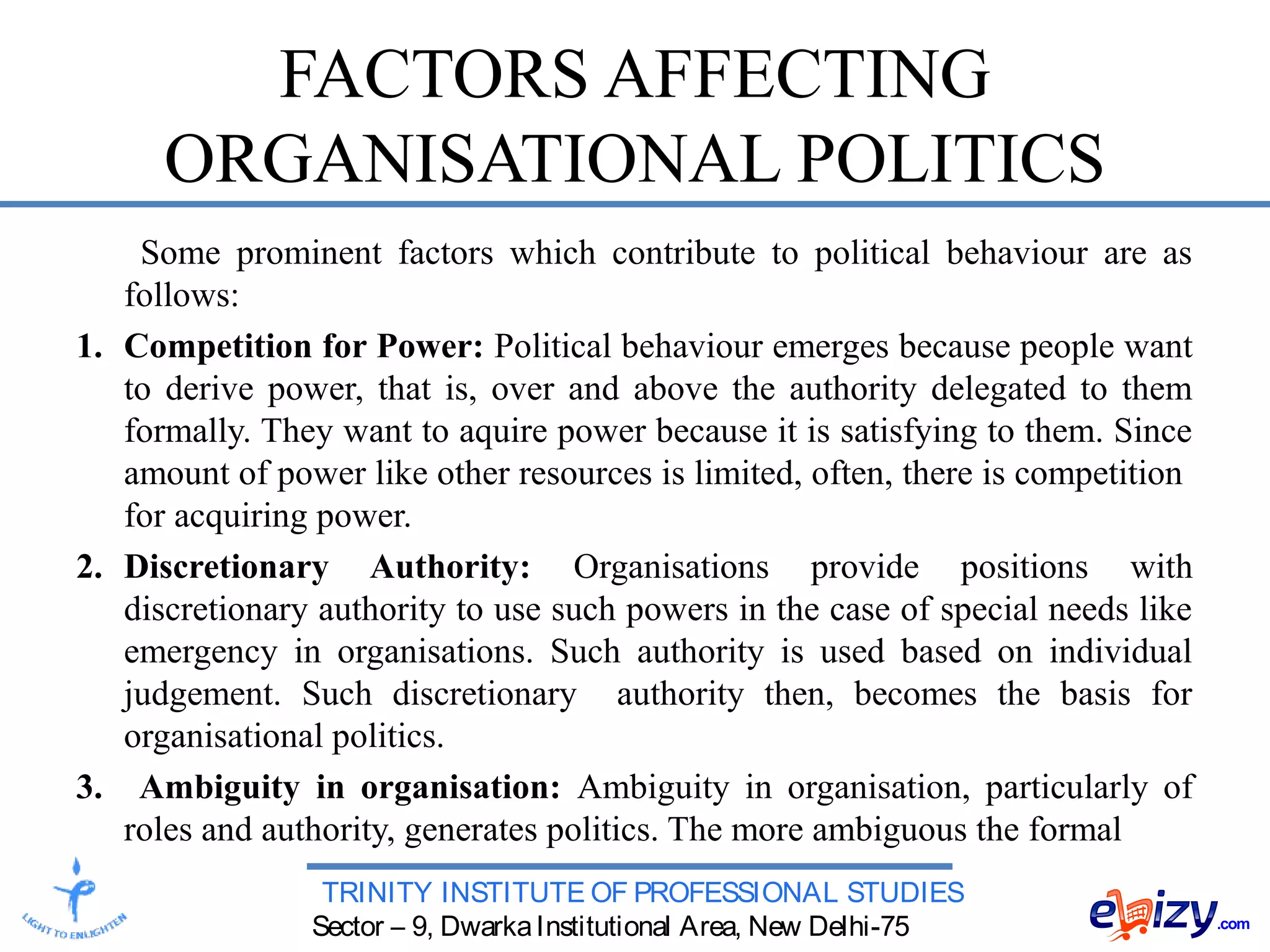 ORGANISATIONAL POLITICS-Organisational politics | PPT