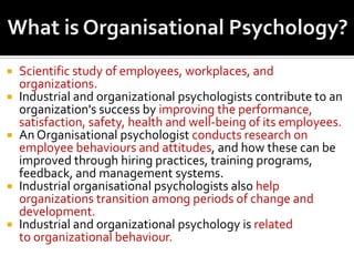 Organisational Psychology. By Theresa Lowry-Lehnen. Lecturer of ...