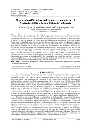 Organisational Structure and Employee Commitment of Academic Staff in a Private University in ...