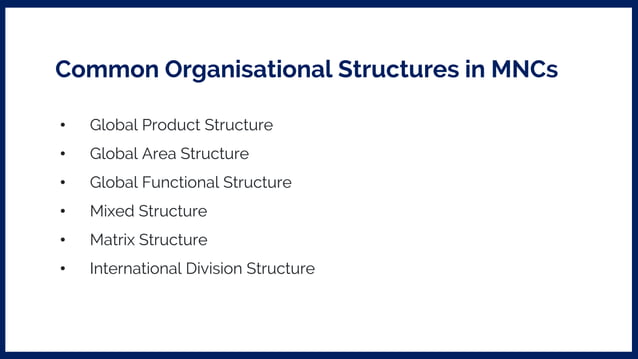 Organisational structure in MNCs | PDF