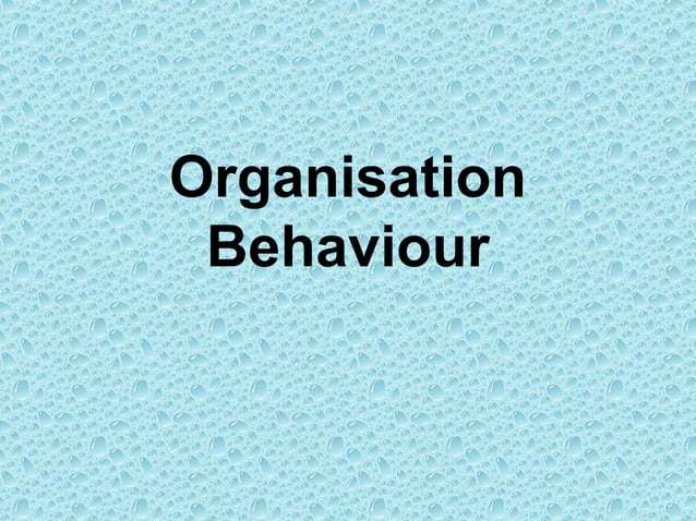 Organisation behaviour | PPT