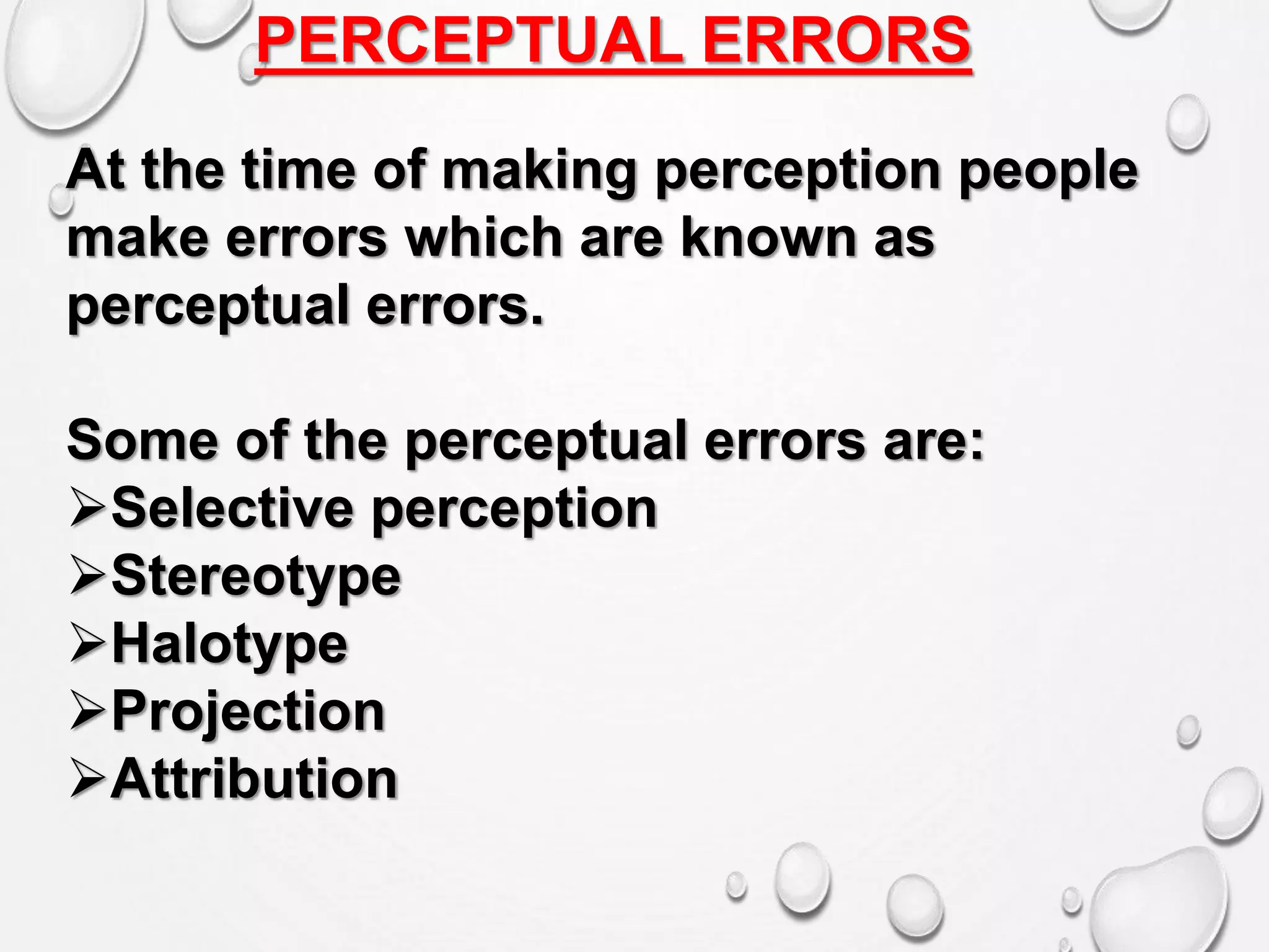 Perceptual Errors (Organization Behavior) | PPTX