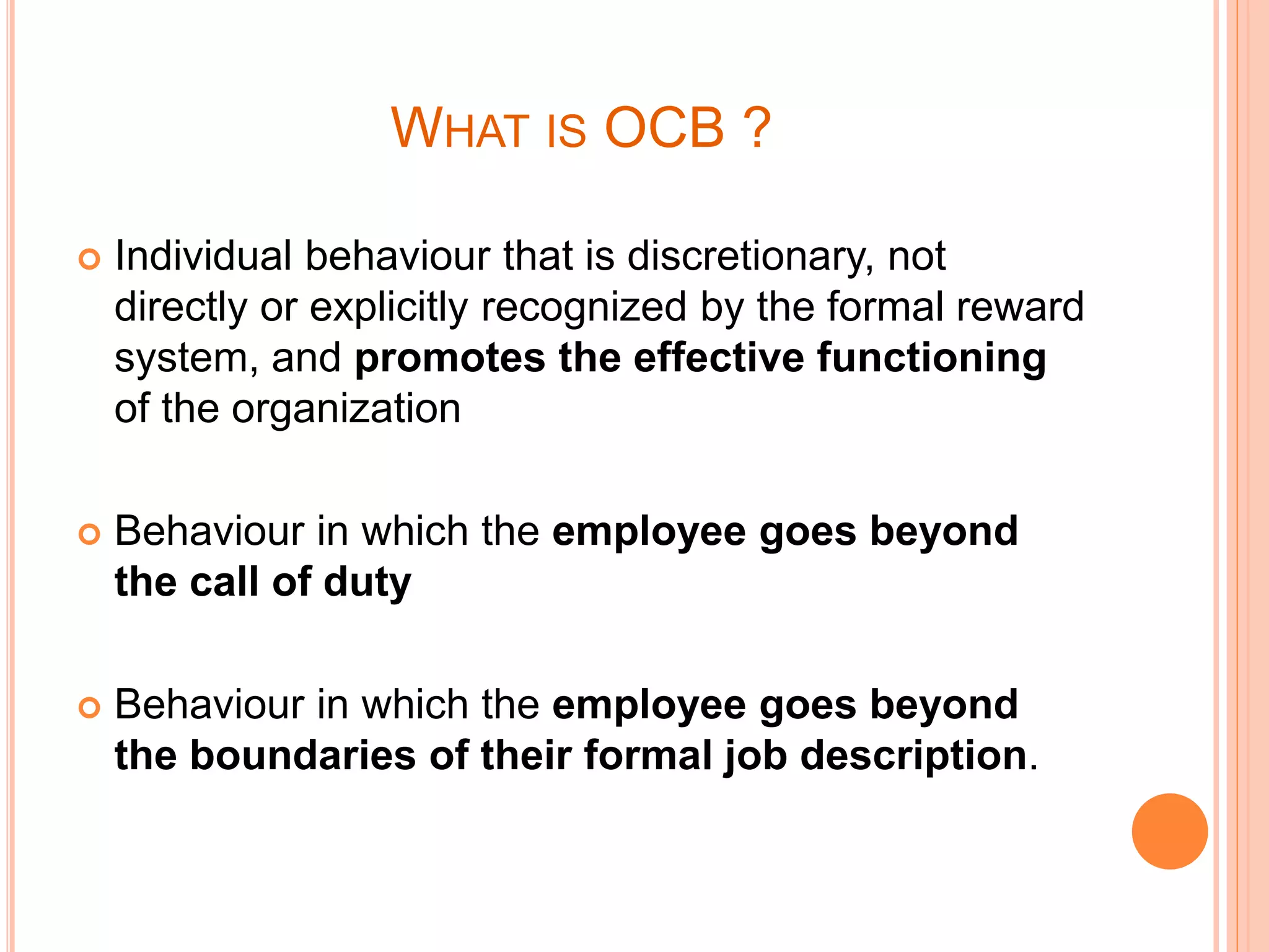 Organisation citizenship behaviour (ocb) | PPTX