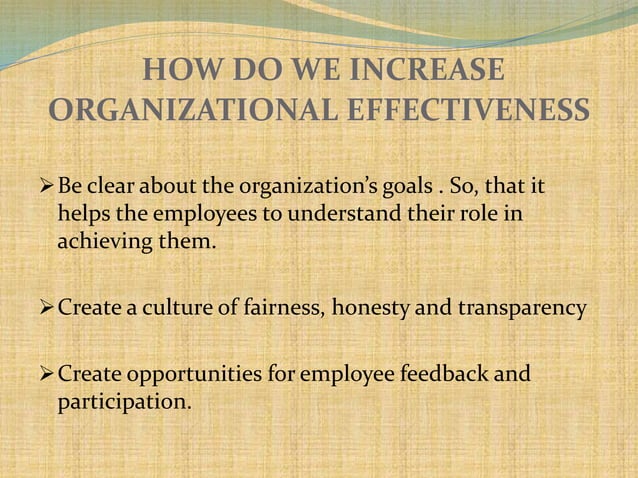 Organisation effectiveness | PPT