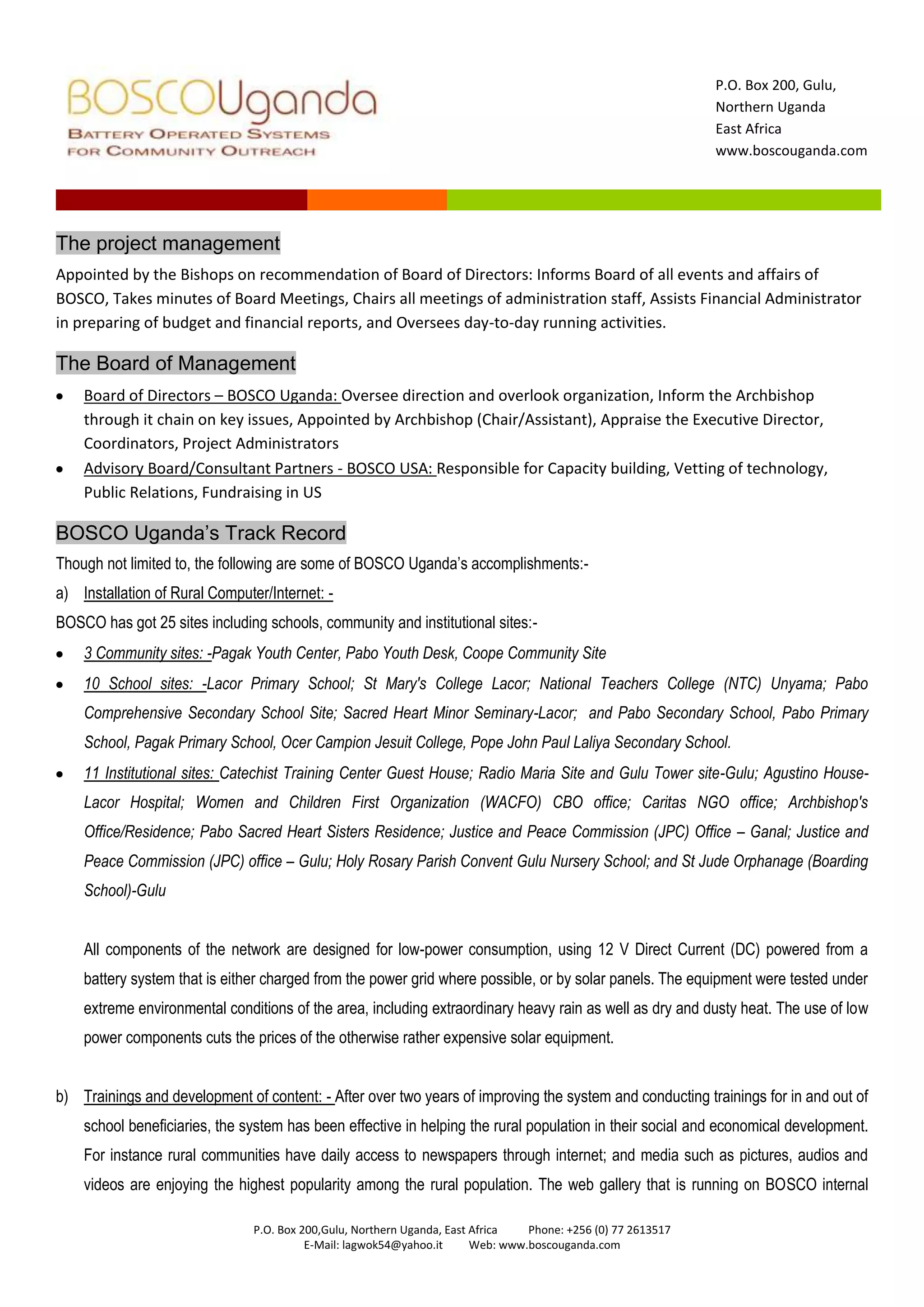 BOSCO Organisation profile | DOCX