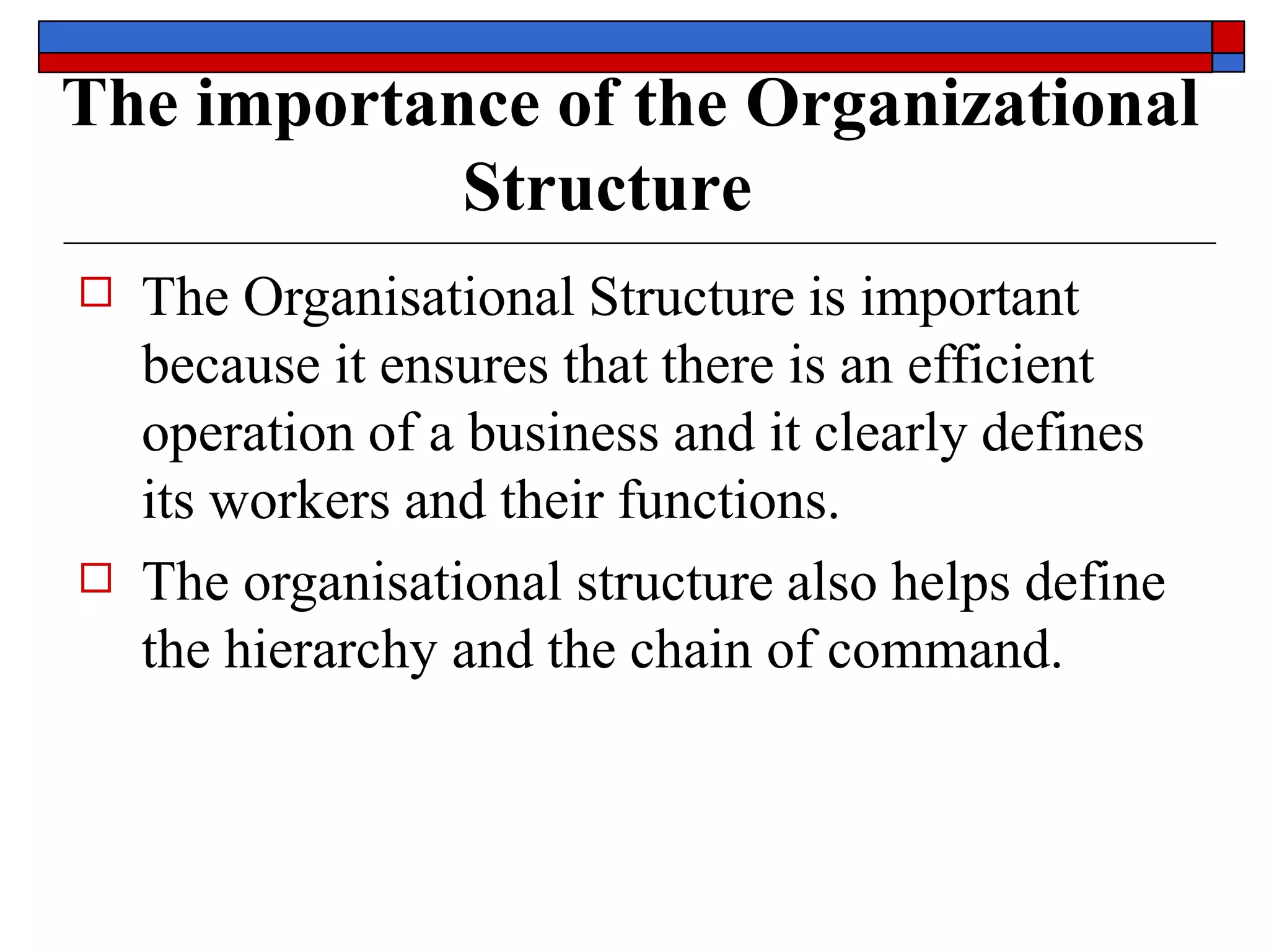 organisation structure-definition,determinents,importance and types.pptx