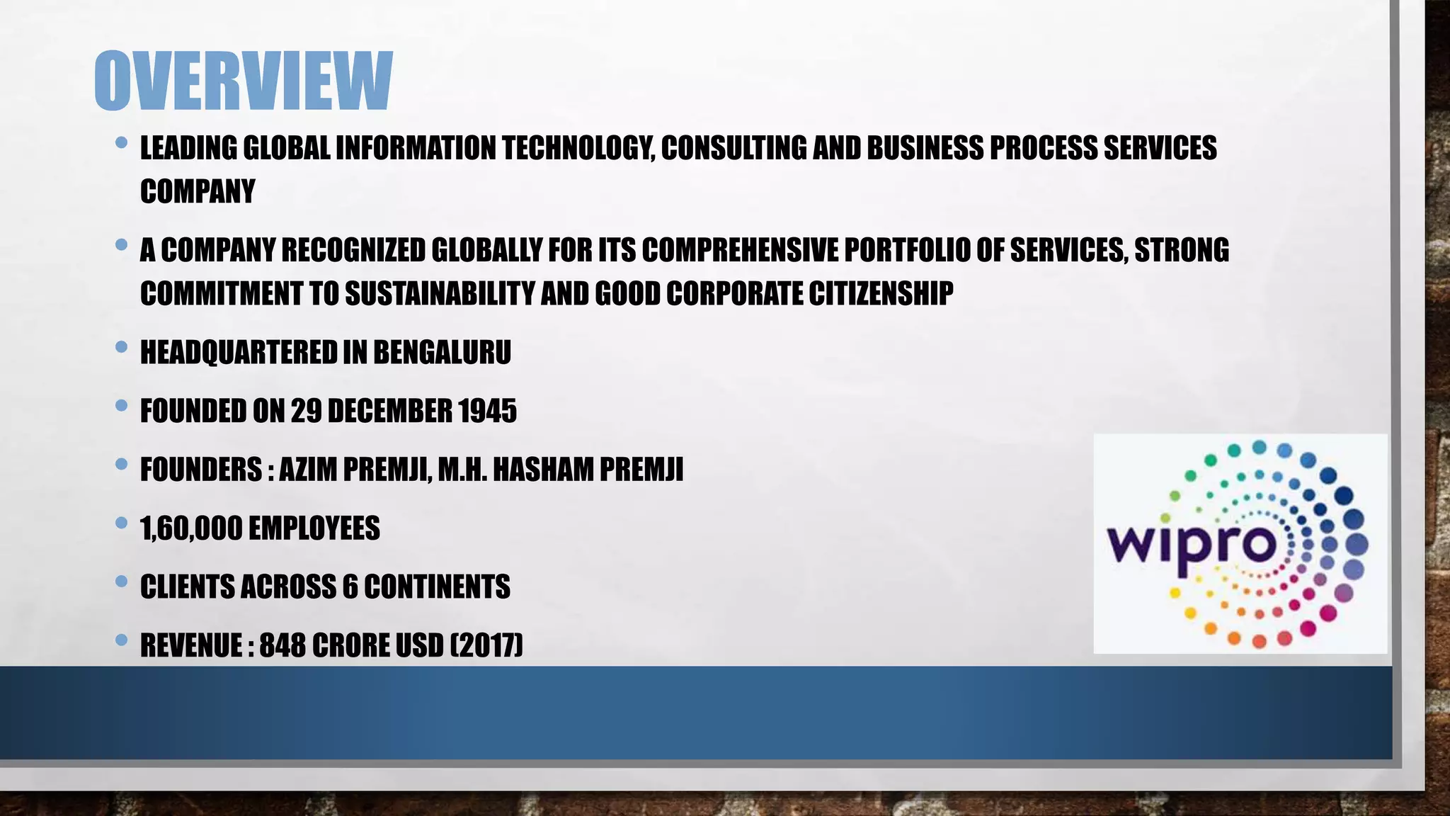 Organisation structure, culture and strategies of wipro | PPTX