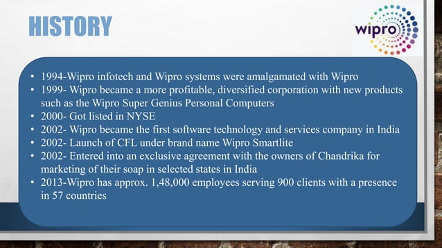 Organisation structure, culture and strategies of wipro | PPTX