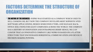 Organisation structure, culture and strategies of wipro | PPTX
