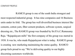 Organisation study presentation about ramco textile division by Anandhi ...