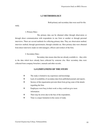 Organisation Study - Indian Rare Earths Limited | PDF