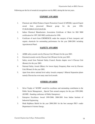 Organisation Study - Indian Rare Earths Limited | PDF