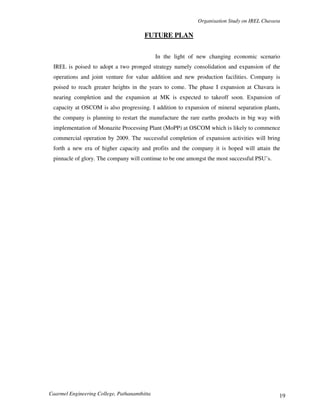 Organisation Study - Indian Rare Earths Limited | PDF