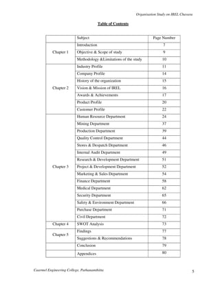 Organisation Study - Indian Rare Earths Limited | PDF