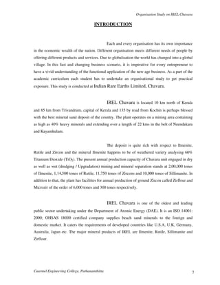 Organisation Study - Indian Rare Earths Limited | PDF