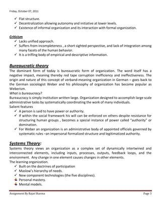 Organisation theories | DOCX