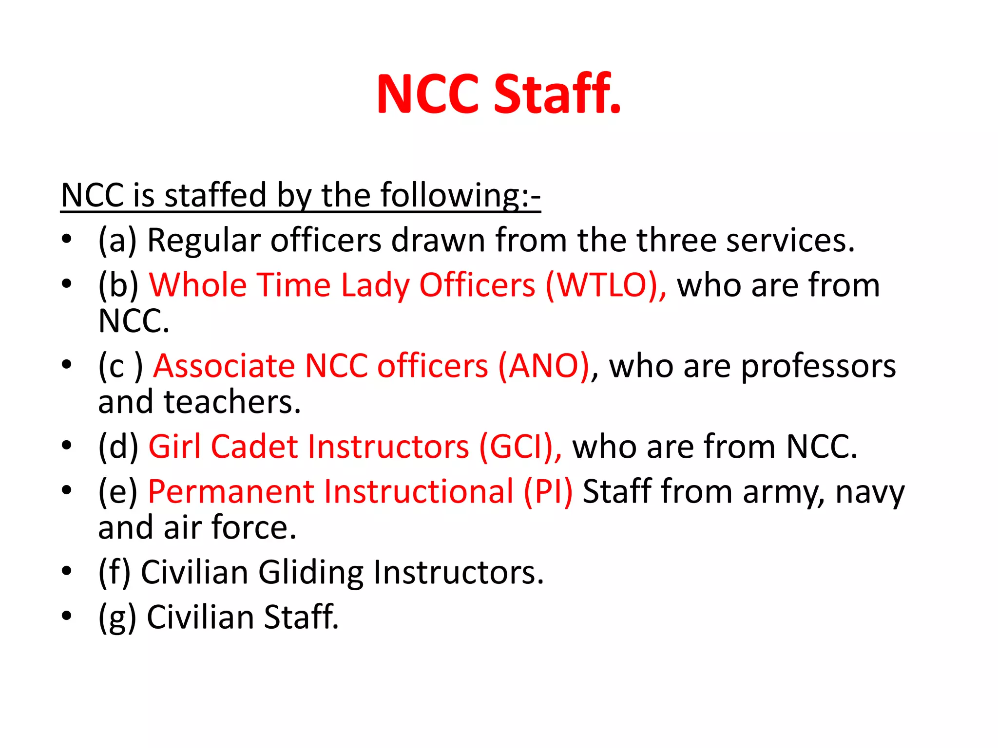 Organisation, training and ncc song | PPTX